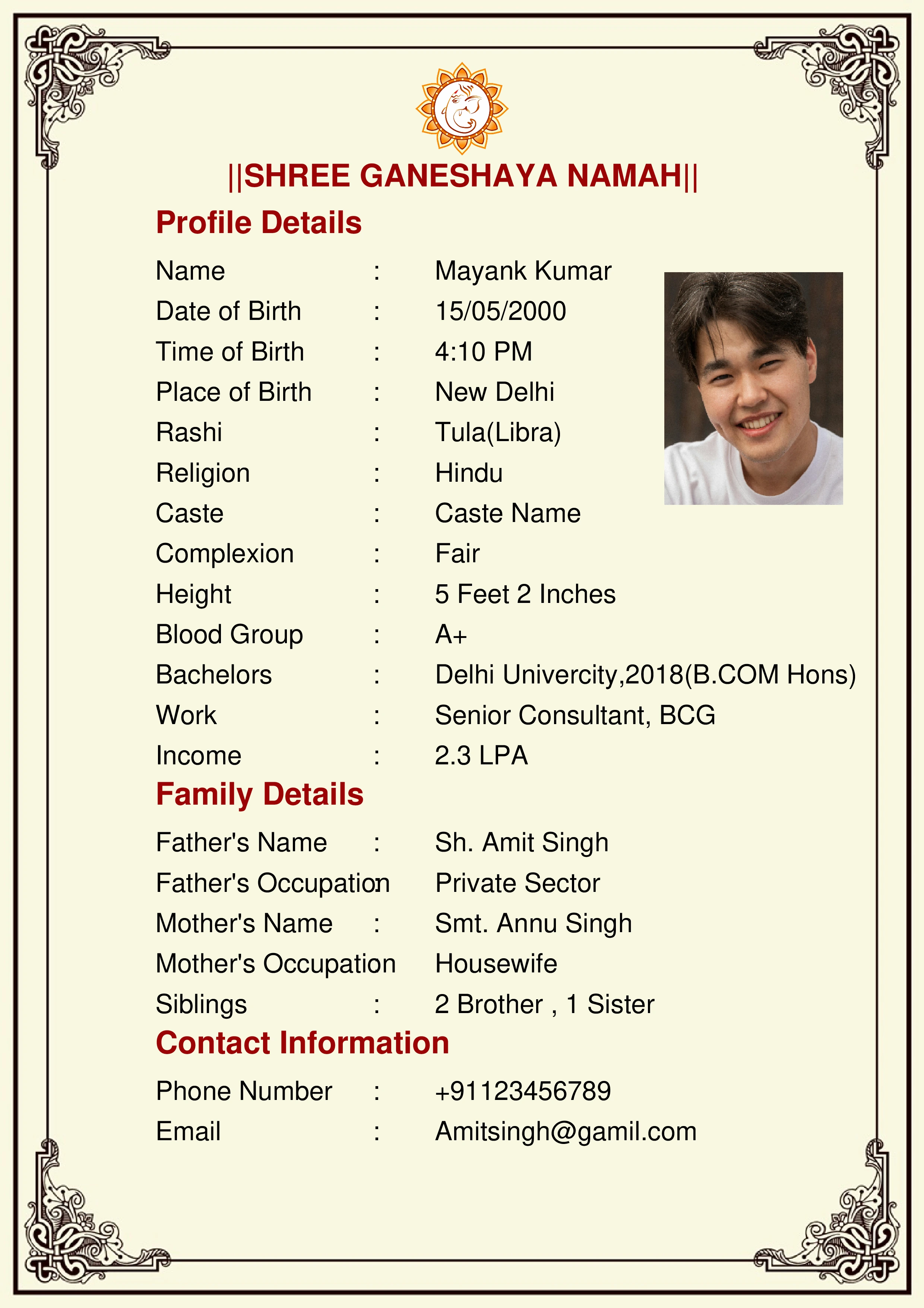 Online Biodata Maker For Marriage Create Free Matrimonial Biodata Pdf